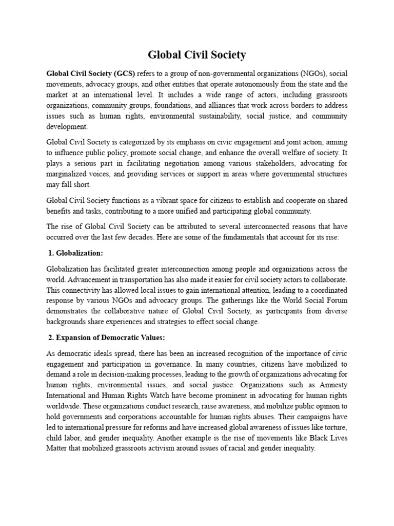 Understanding Global Civil Society Dynamics | PDF | Non Governmental ...