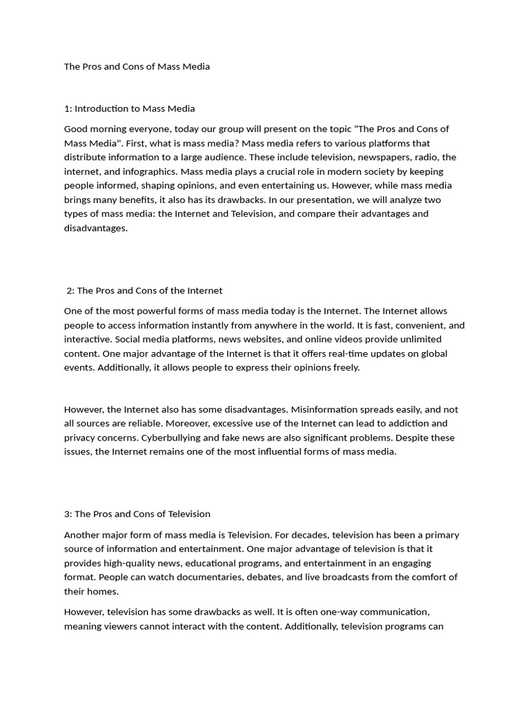 Tiếng Anh Thuyết Trình U7 | PDF | Mass Media | Internet