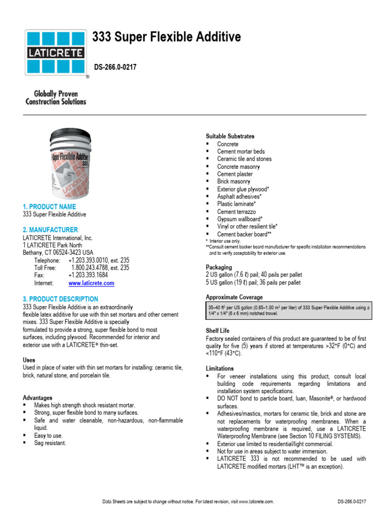 LDS2660 - 333 Super Flexible Additive | PDF | Adhesive | Mortar (Masonry)