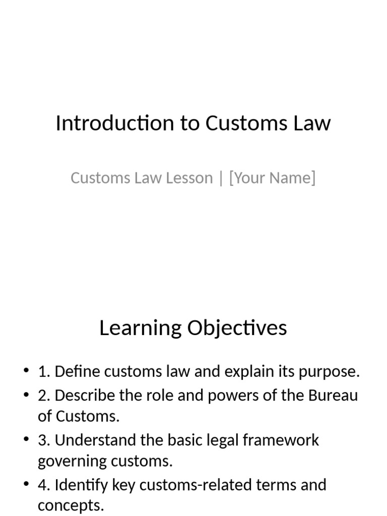 Overview of Customs Law Essentials | PDF