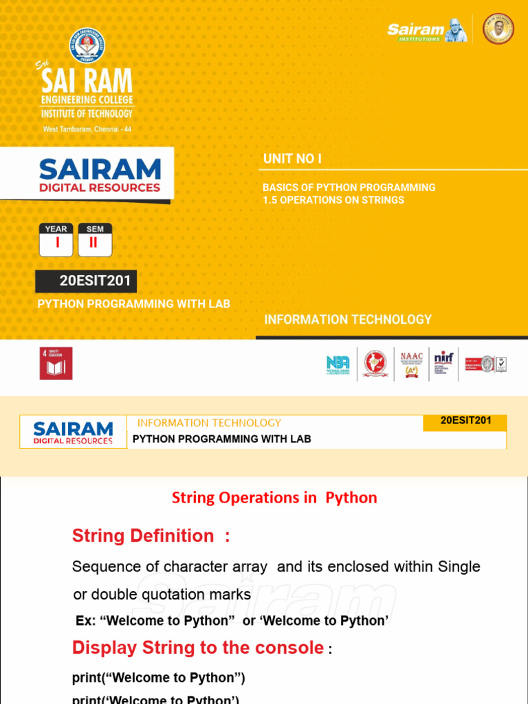 1.5 Operations On Strings | PDF | String (Computer Science) | Python ...