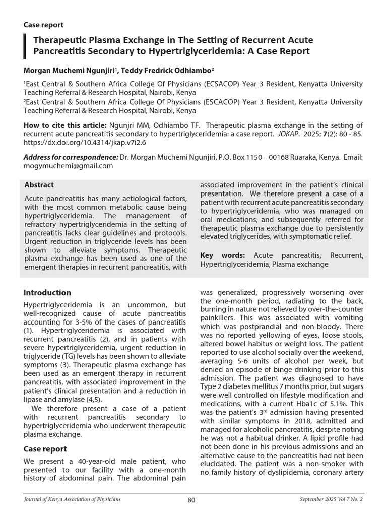 Therapeutic Plasma Exchange in The Setting of Recurrent Acute ...