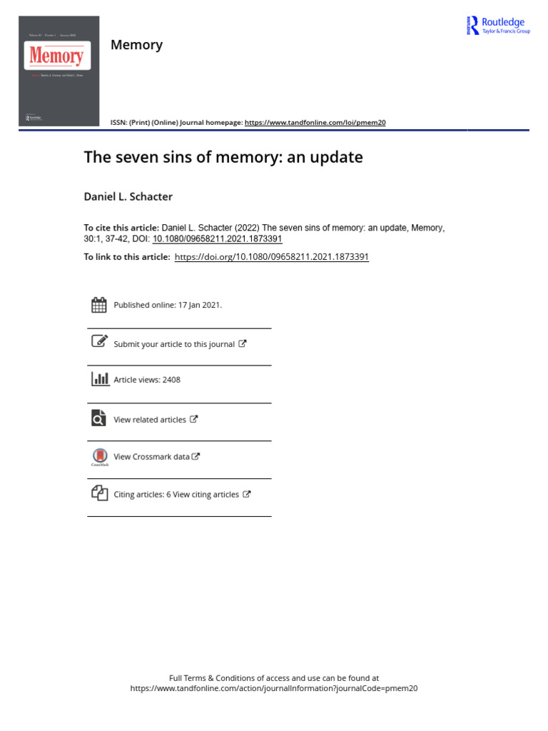 Update on Schacter's Seven Memory Sins | PDF | Recall (Memory) | Memory