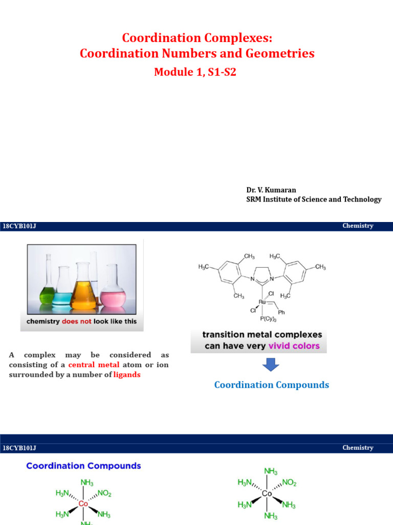 Module 1 - S1-S2 - Coordination Numbers and Geometries | PDF