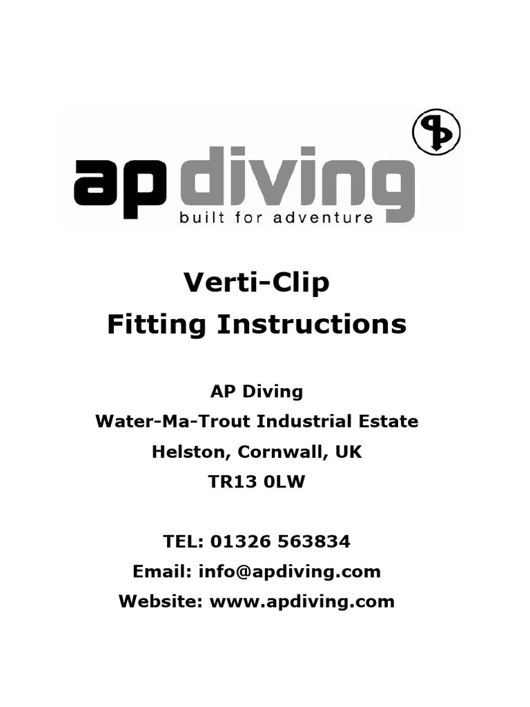 BCD Scuba Verticlip Instructions Apdiving | PDF | Underwater Diving