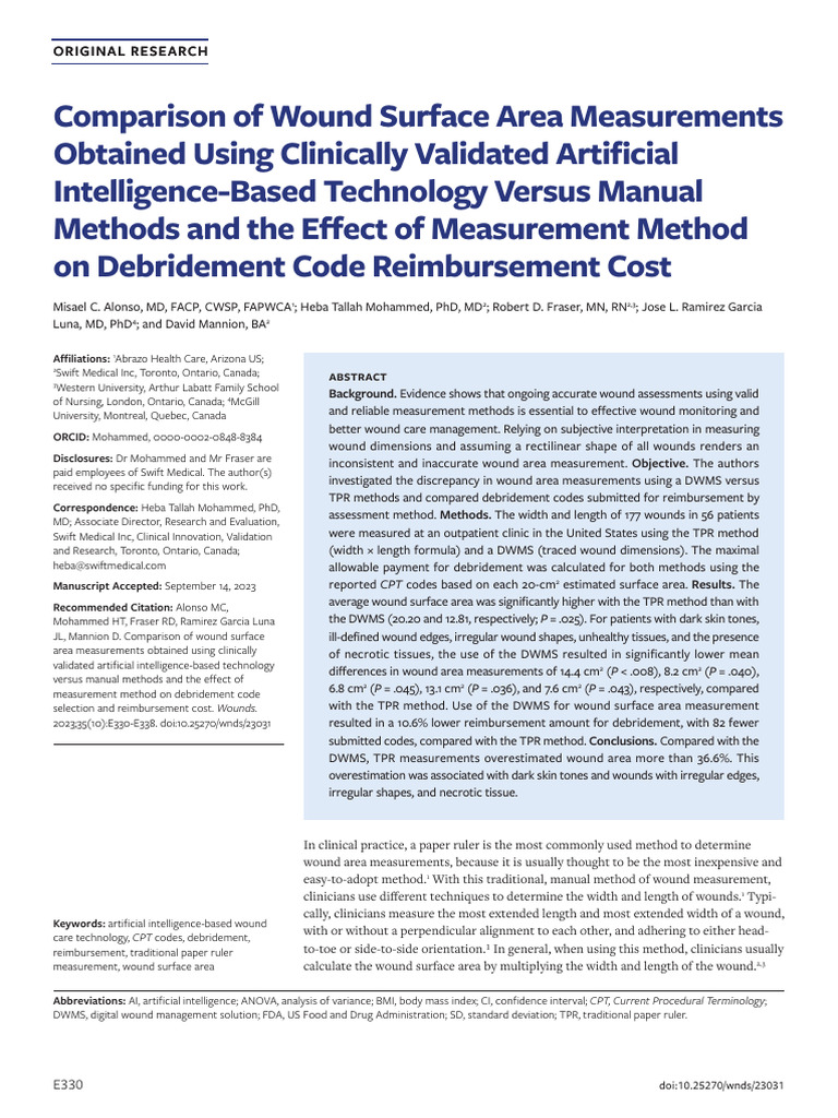 AI vs Manual Wound Measurement Accuracy | PDF | Wound | Area