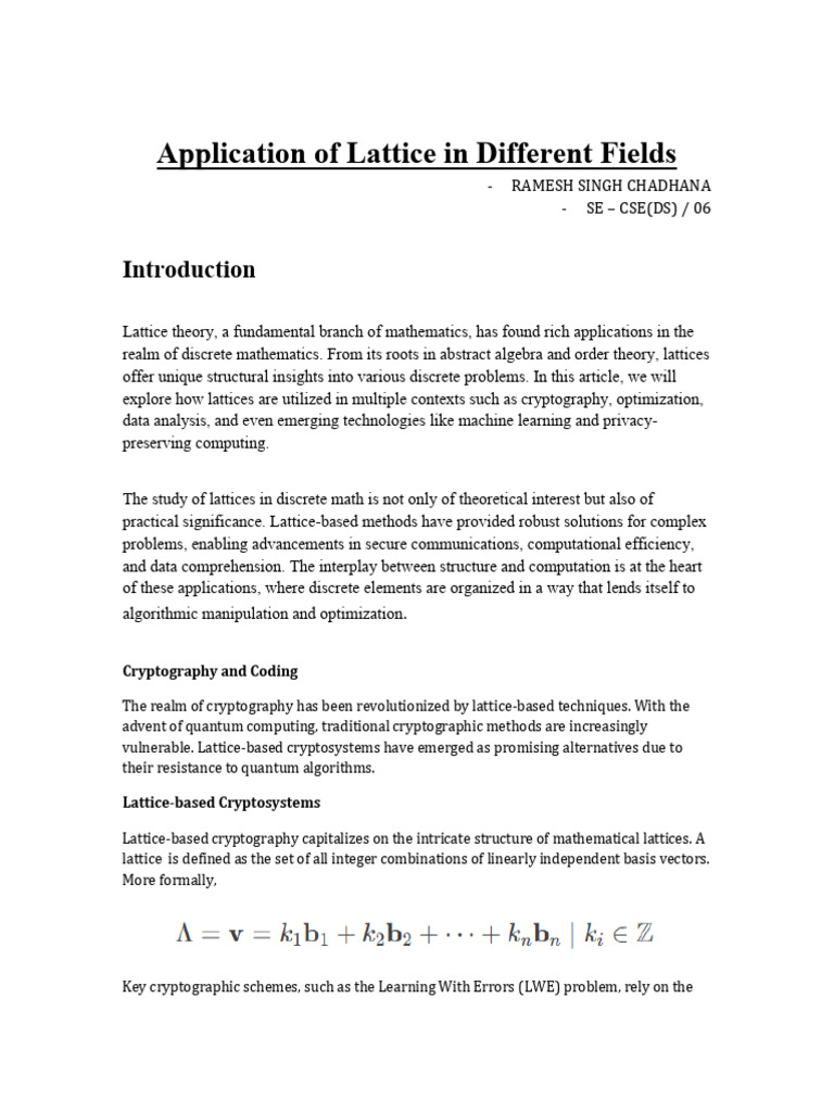 Applications of Lattice Project2 | PDF | Cryptography | Cluster Analysis