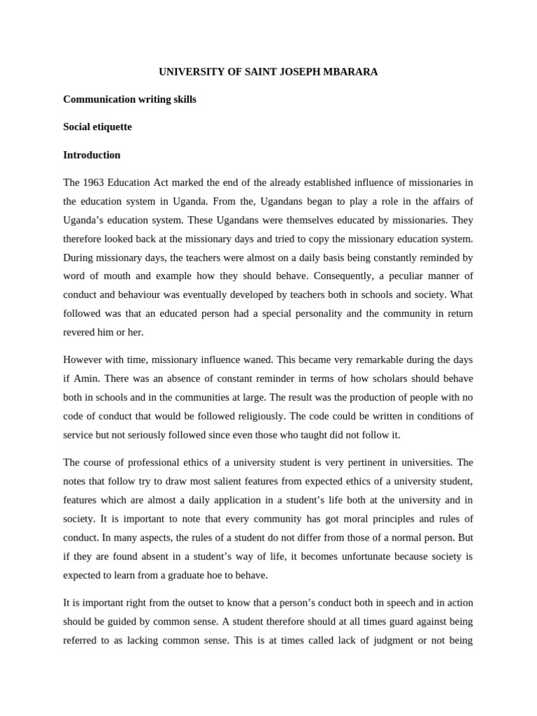 University Etiquette and Communication Skills | PDF | Shirt | Necktie