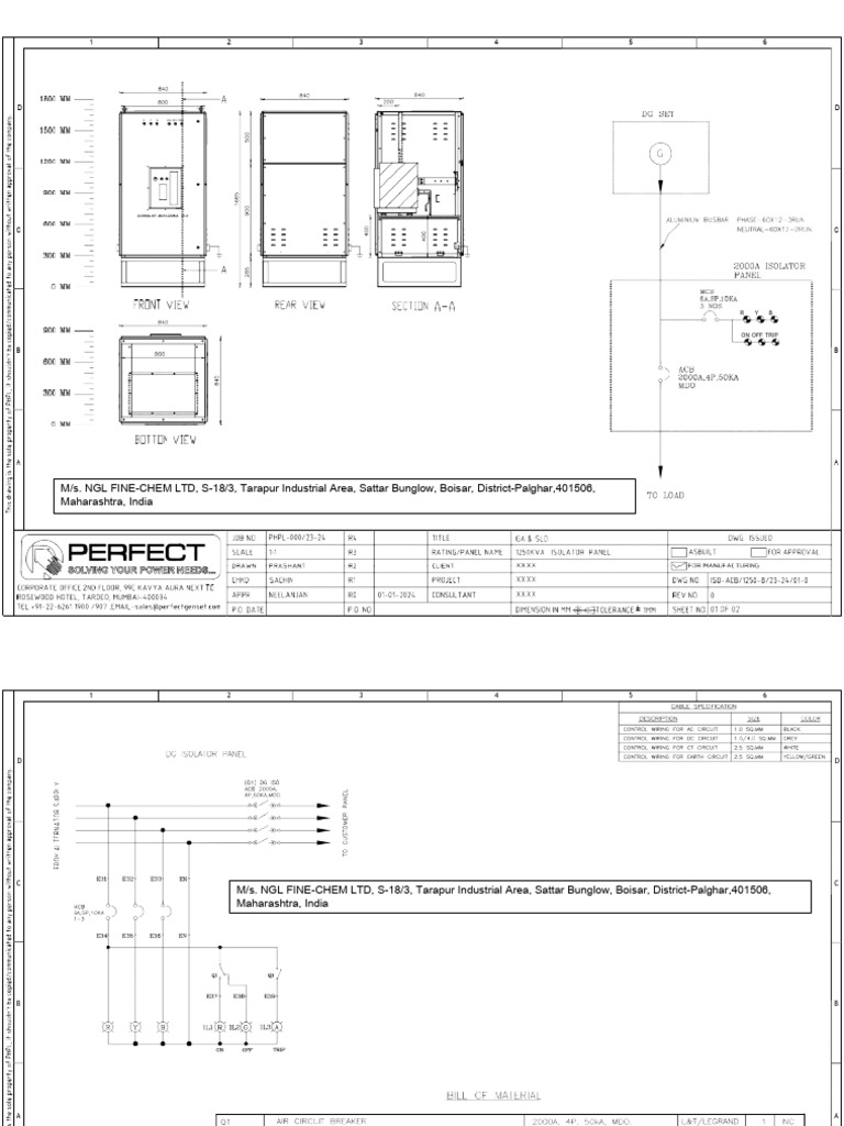 R0 - DWG - 1250kva ISO - 010124 (1) - NGL Isolator Panel | PDF