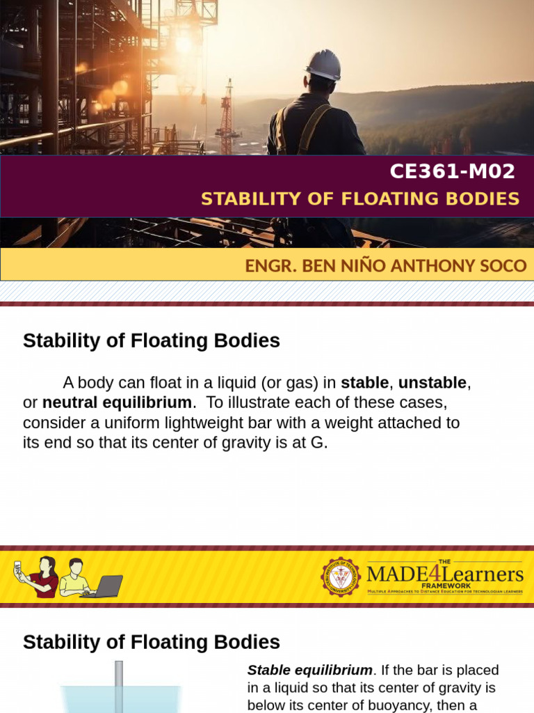 Stability of Floating Bodies Explained | PDF | Buoyancy | Physics