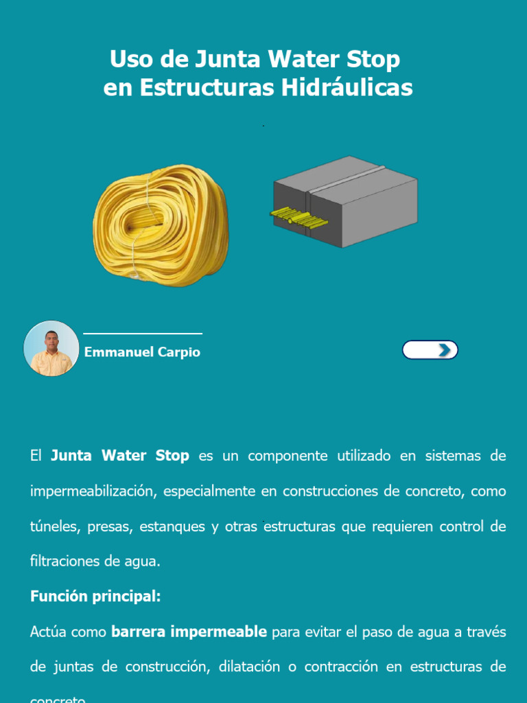 Junta Water Stop en Estructuras Hidráulicas | PDF