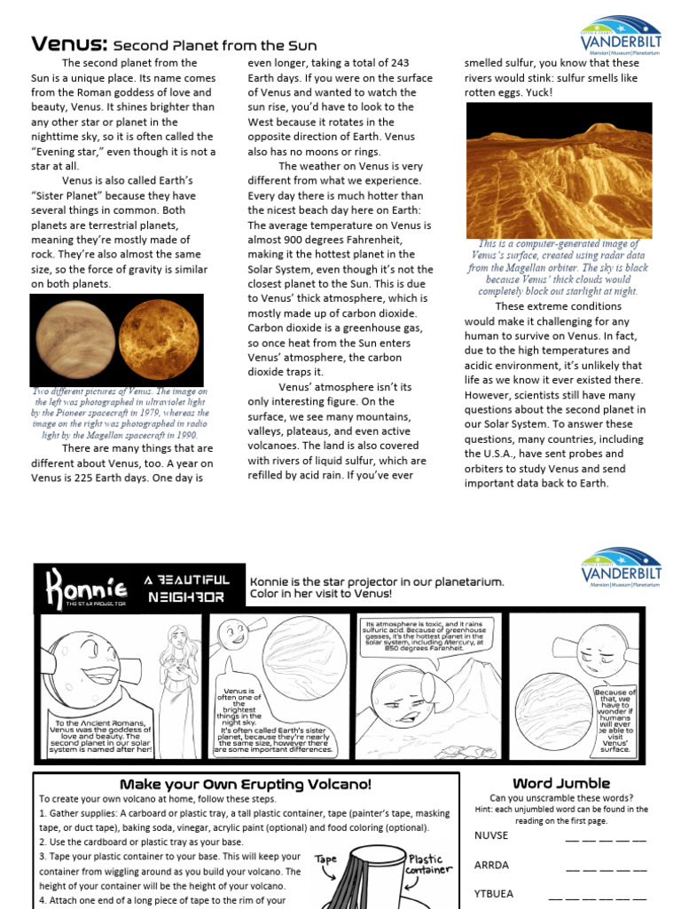 Venus PDF Printable Worksheet | PDF | Venus | Planets