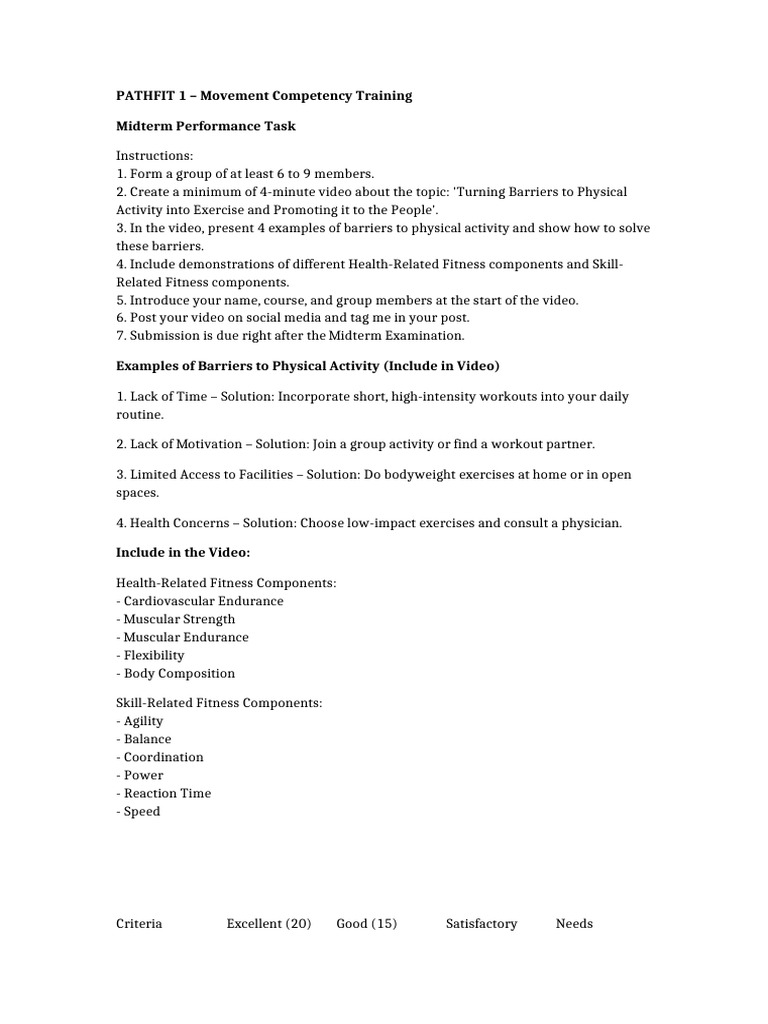 Midterm Exam Performance Task | PDF | Physical Fitness