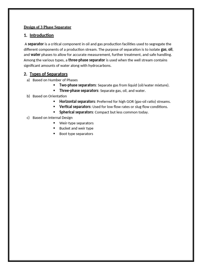 Design of 3 Phase Separator | PDF | Gases | Liquids