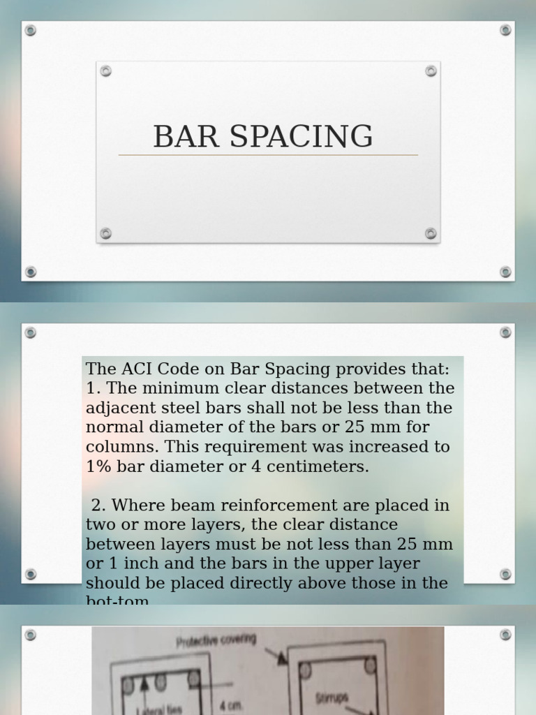 ACI Code Guidelines for Bar Spacing | PDF | Beam (Structure) | Materials