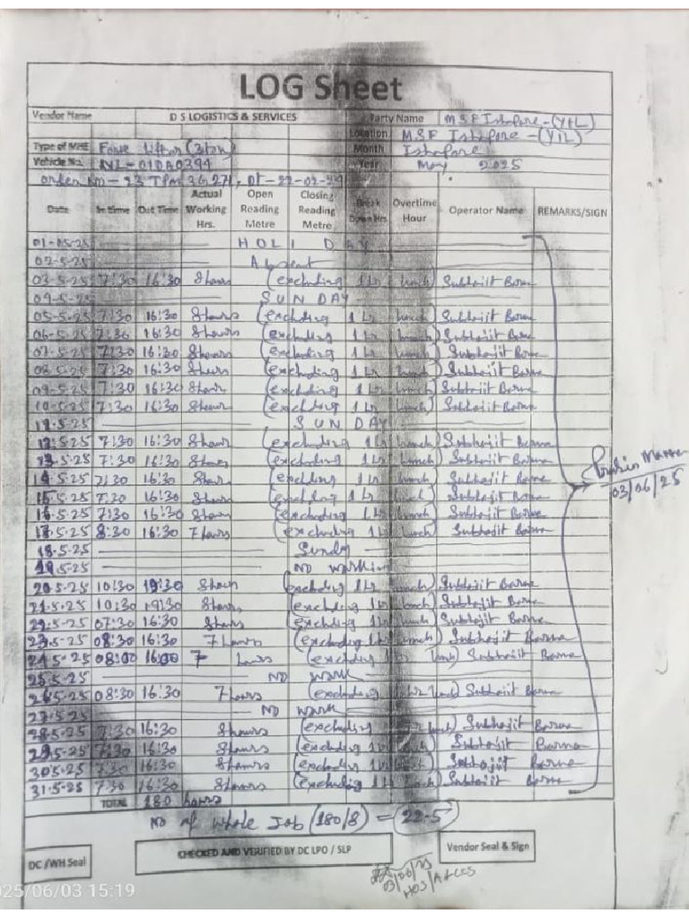 Logsheet May 25 (MSF) | PDF