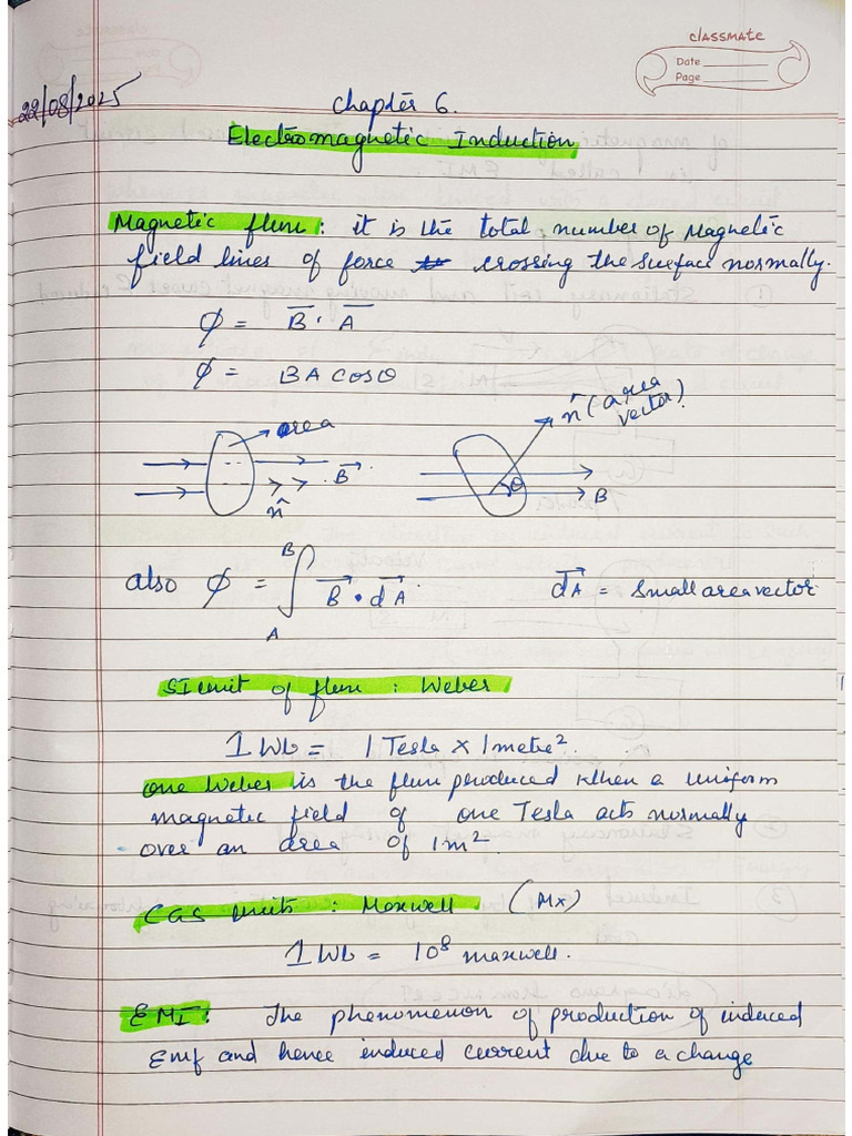 CH-6 Electromagnetic Induction Notes | PDF