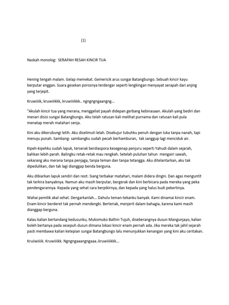 Monolog Kincir Tua | PDF