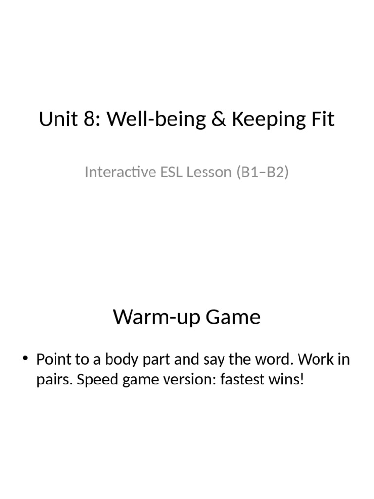 Well-being ESL Lesson Plan | PDF