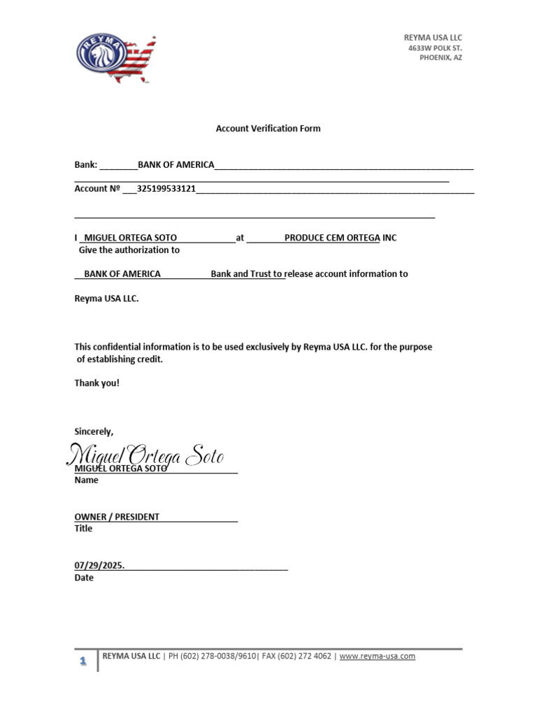 Account Verification Form 2024 | PDF