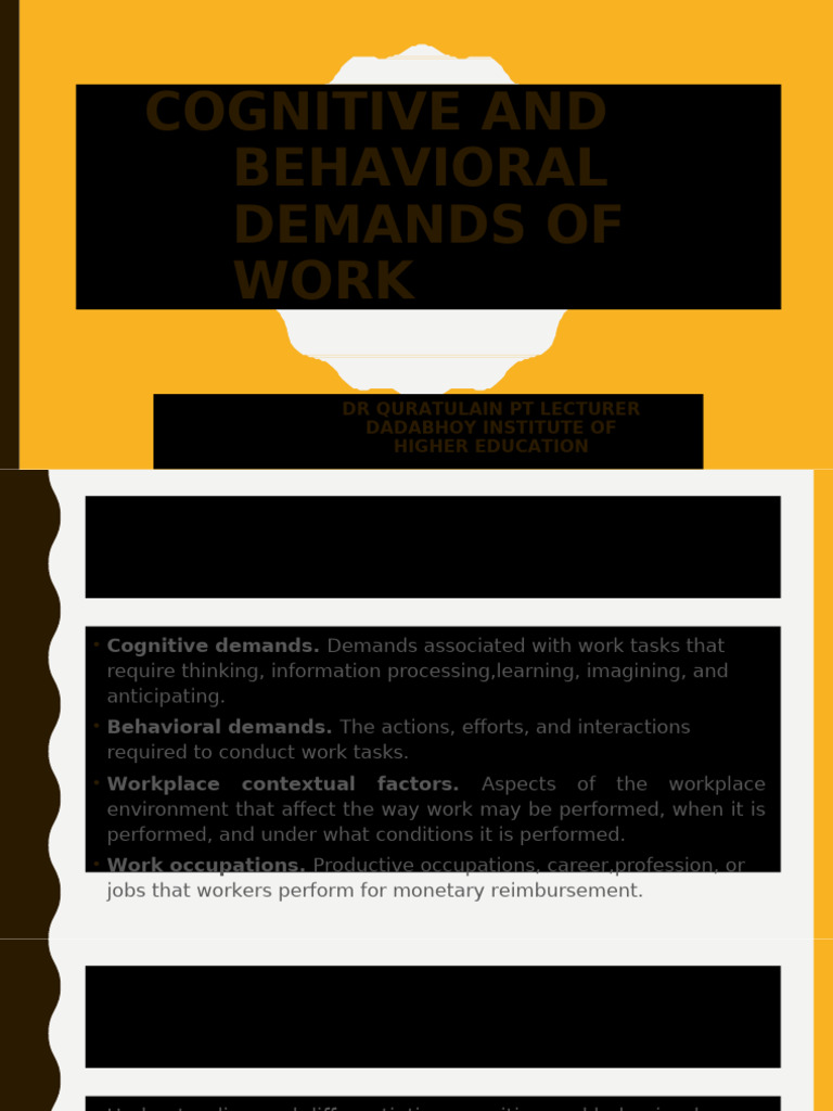 Cognitive and Behavioral Occupational of Work | PDF | Cognition ...