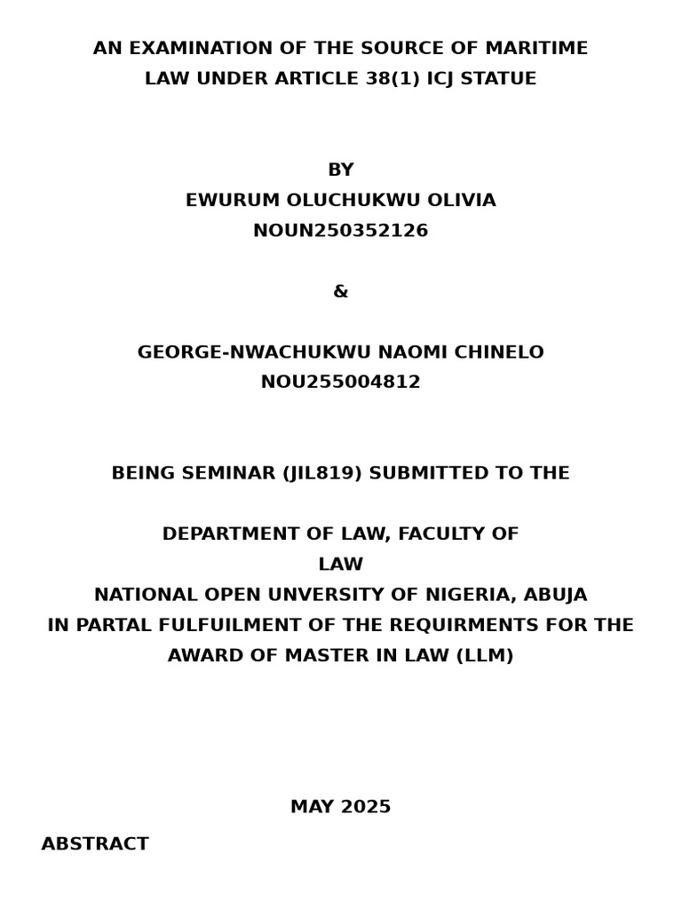 Sources of Maritime Law Under ICJ Article 38 | PDF | International Law ...