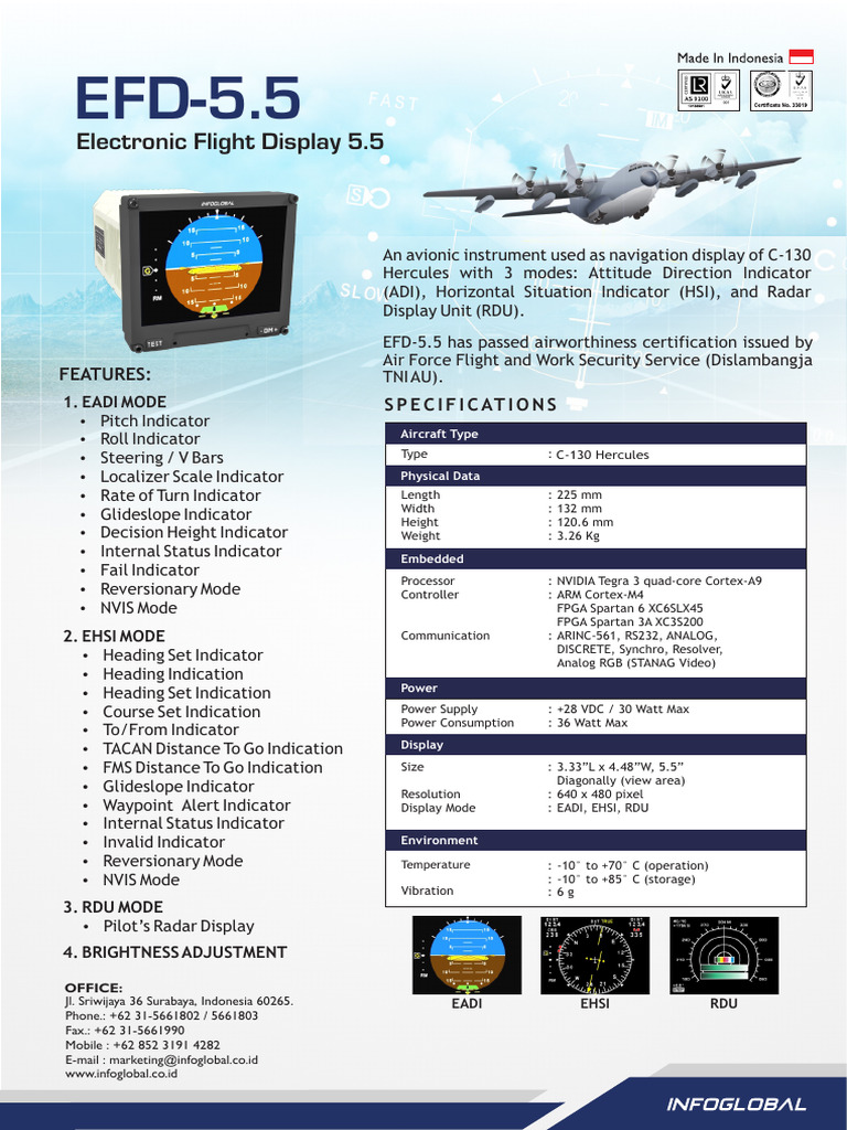 C-130 Hercules EFD-5.5 Display Specs | PDF | Avionics | Electronics