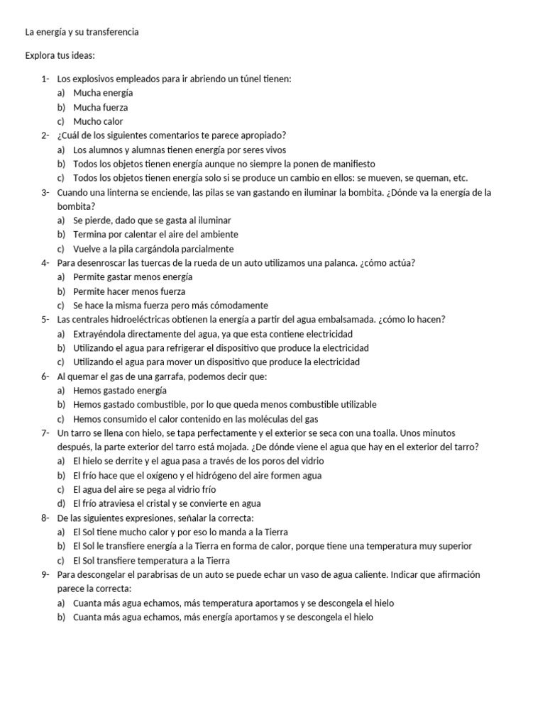Tipos y Transferencia de Energía | PDF | Calor | Agua