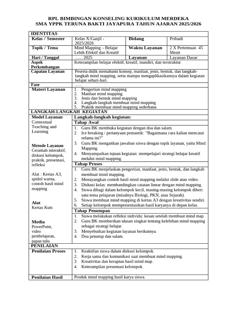 RPL BK Kurikulum Merdeka (Mind Mapping) | PDF