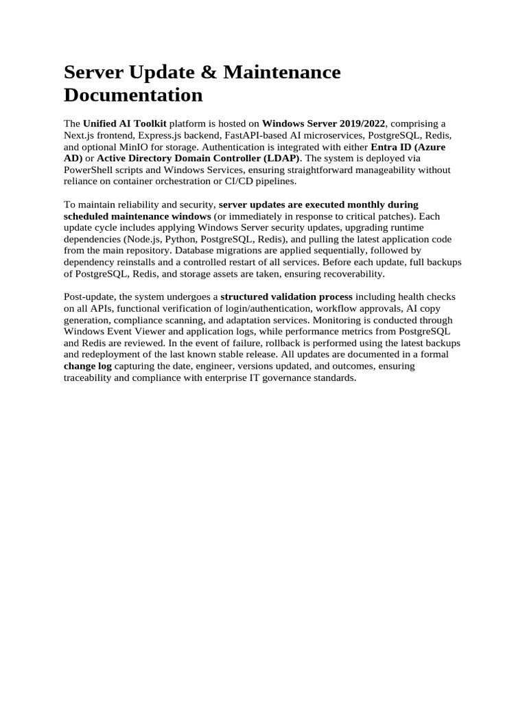 Server Maintenance & Update Procedures | PDF