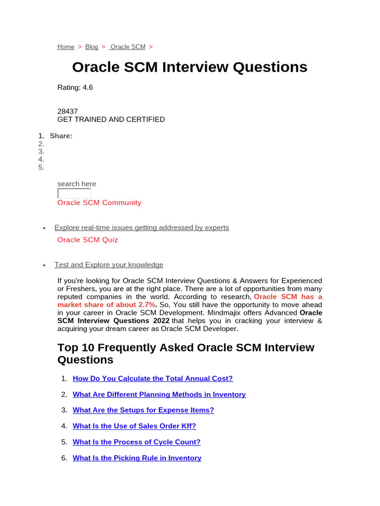Oracle SCM Interview Questions Guide | PDF | Income Statement ...