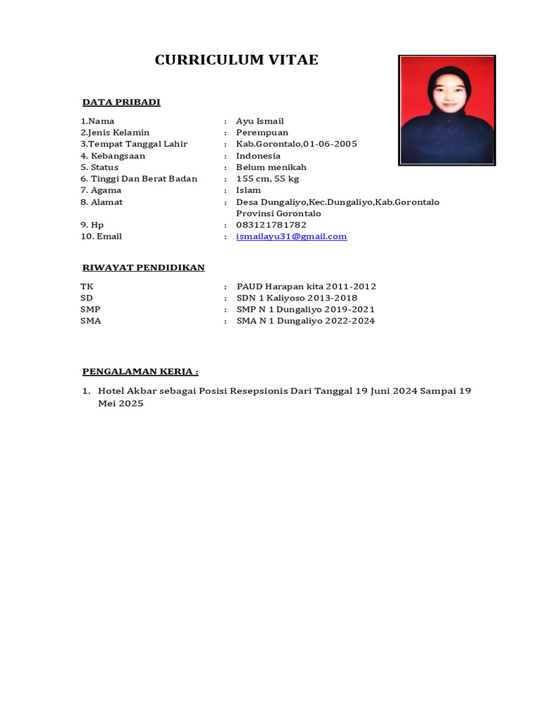 Curriculum Vitae Ayu Ismail | PDF