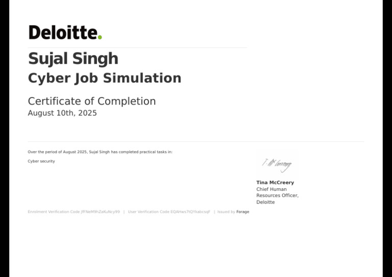 Deloitte Cyber Completion Certificate | PDF