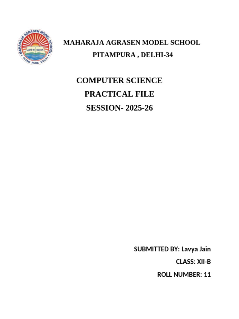 Practical File Class 12 2025 | PDF | Parameter (Computer Programming) | Text File