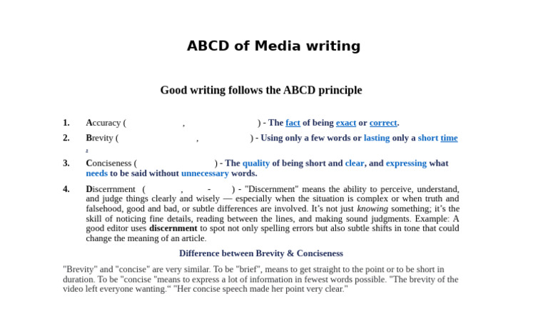 ABCD Principles of Media Writing | PDF