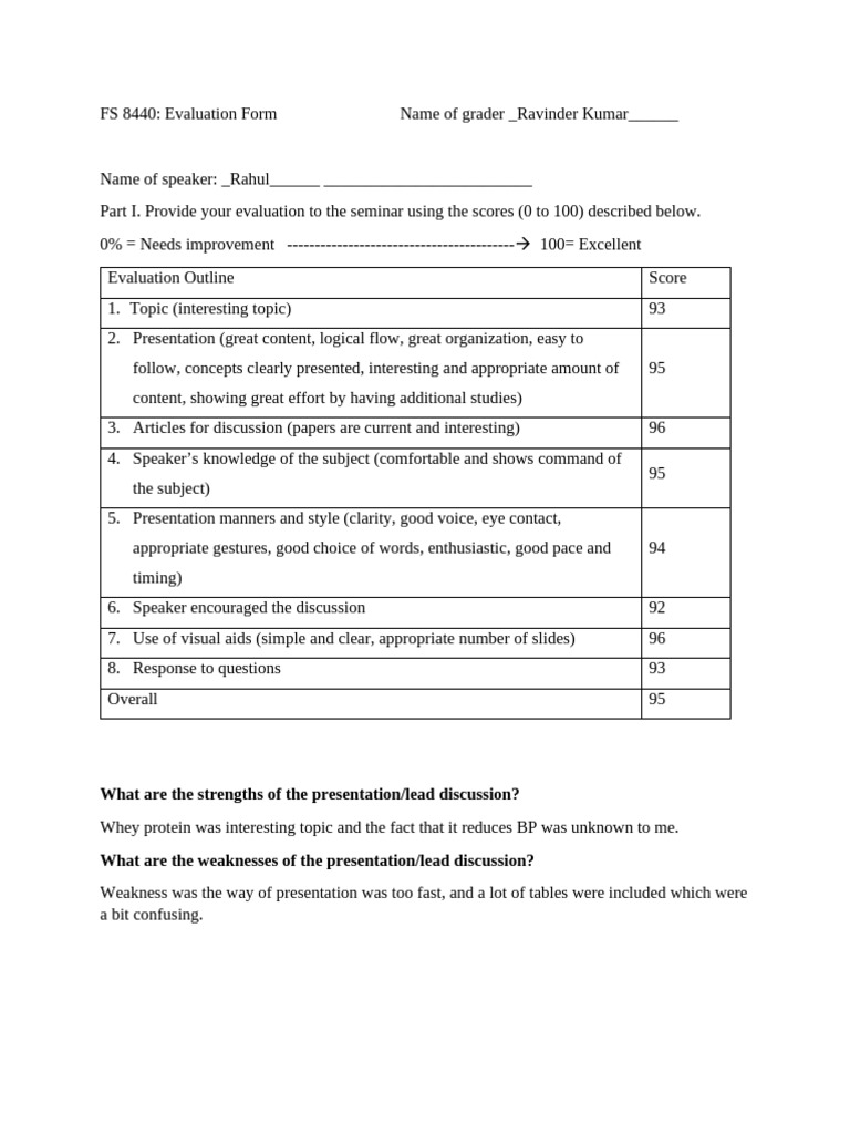 Evaluation Form Rahul | PDF