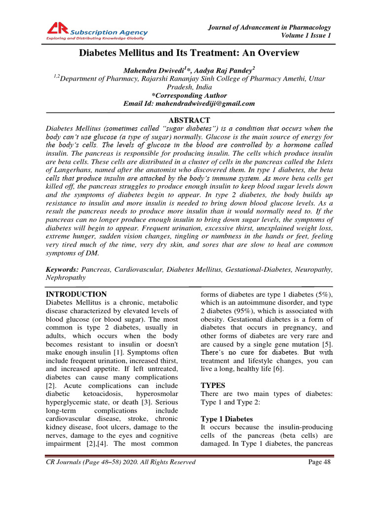 Overview of Diabetes Mellitus Types | PDF | Diabetes | Gestational Diabetes