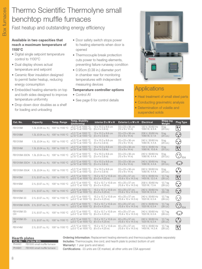 Thermo Furnaces Brochure FB | PDF | Ac Power Plugs And Sockets ...