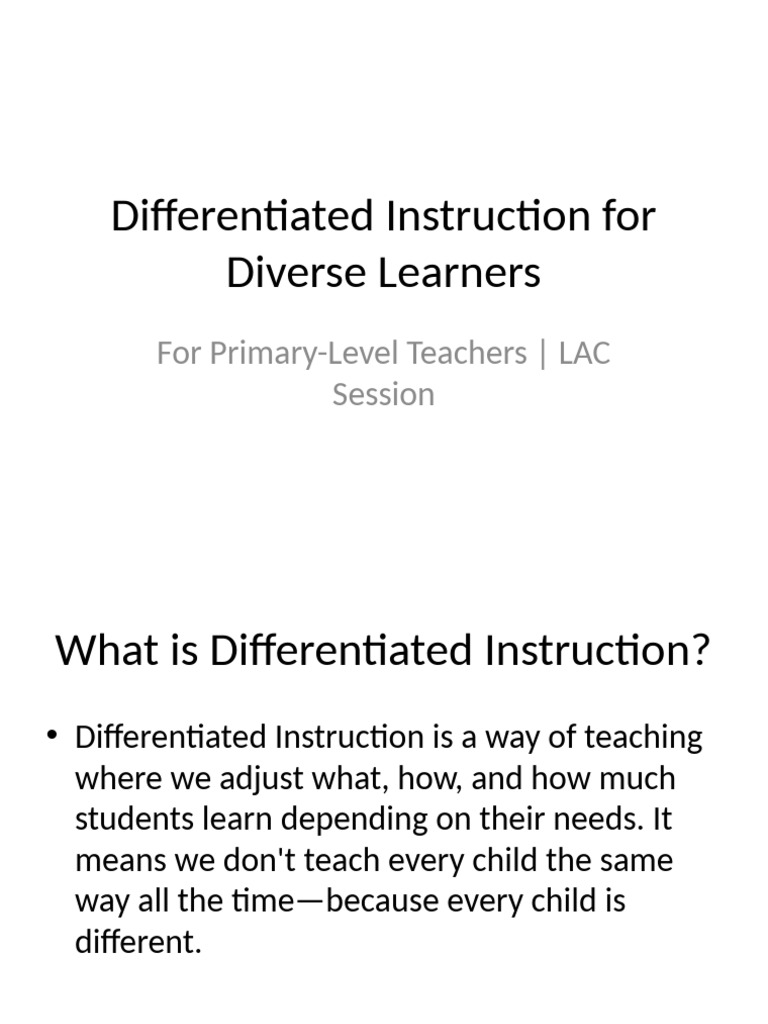 Differentiated Instruction Strategies for Teachers | PDF
