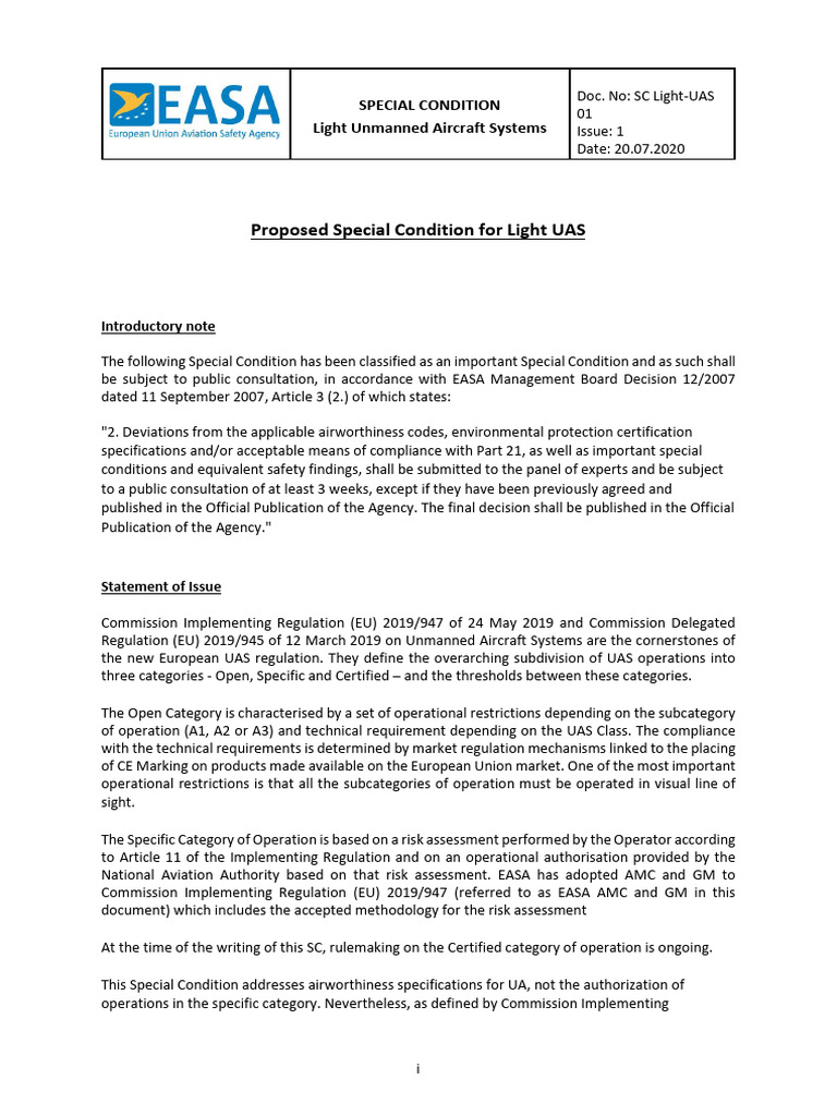 Special Condition Light Uas | PDF | Unmanned Aerial Vehicle | Risk