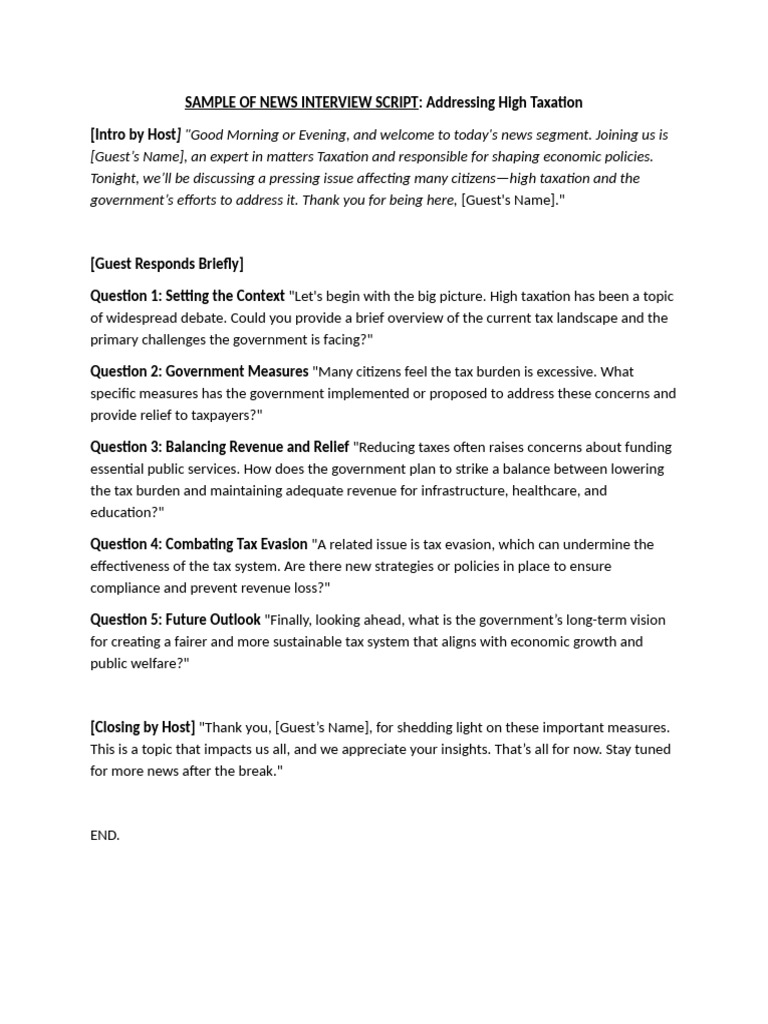 Sample of News Interview Script News Writing | PDF