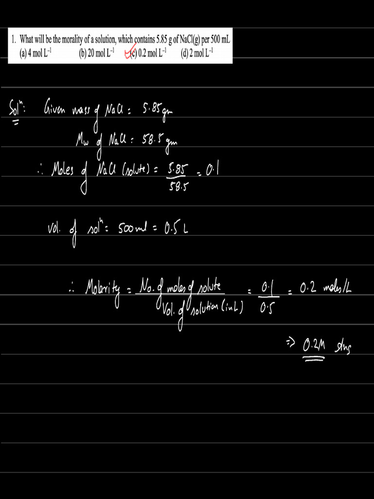Molarity and Molality Calculations Guide | PDF | Mass | Quantity