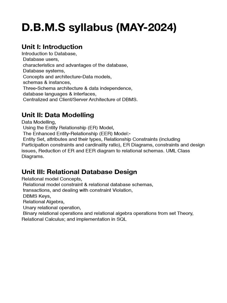DBMS Syllabus | PDF