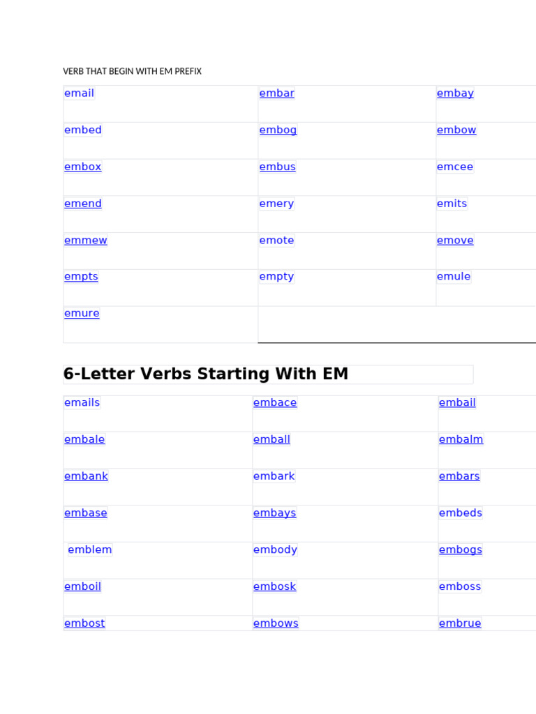 Verb That Begin With em Prefix | PDF | Service Industries | Death Customs