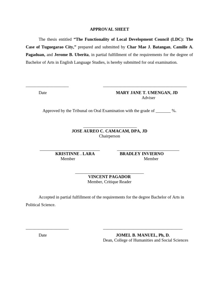 Approval Sheet Acknowledgement Dedication | PDF