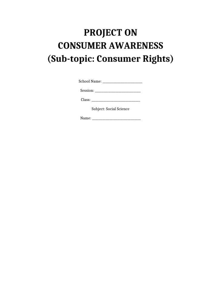 Consumer Awareness Project Class10 | PDF | Consumer Protection | Online ...