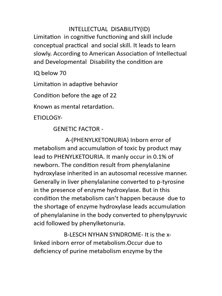 Causes and Management of Intellectual Disability | PDF | Antipsychotic ...