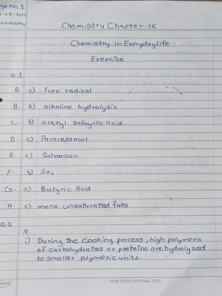 Chemistry Chapter 16 Exercise Assignment | PDF | Detergent | Polyphenol