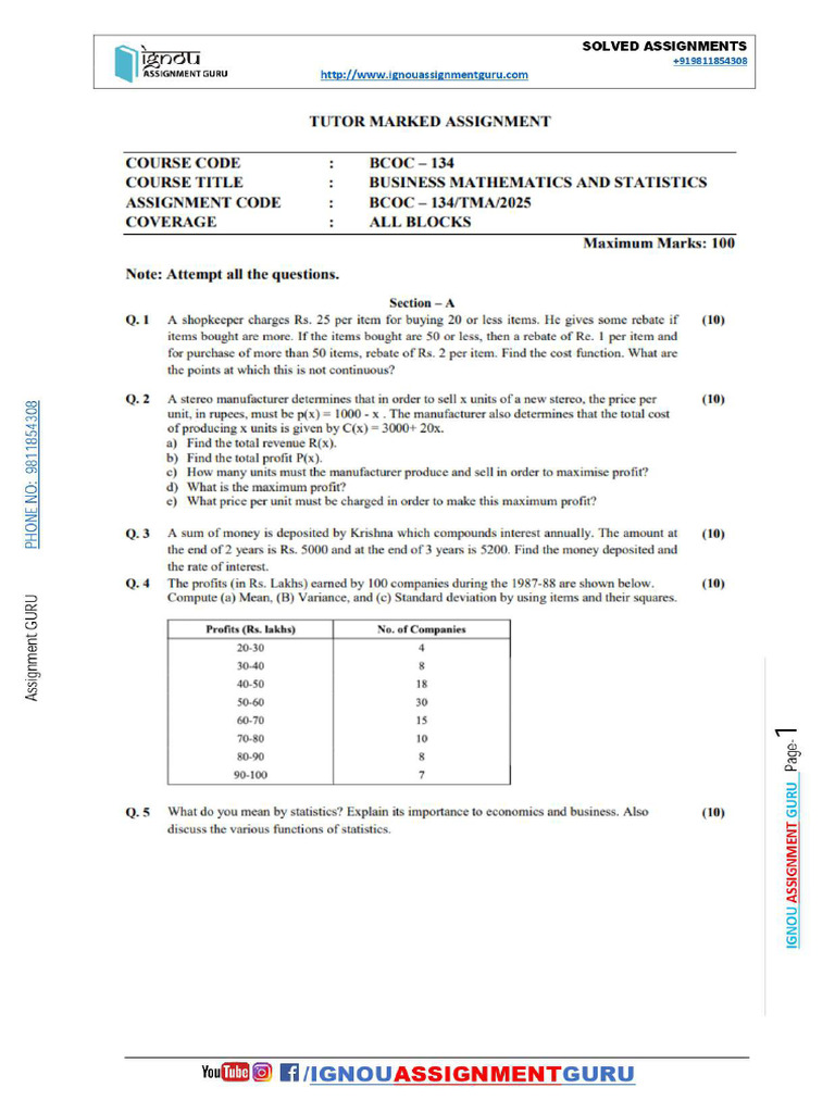 BCOC 134 EM 2025 IGNOUAssignmentGuru GURUji Scit8a | PDF
