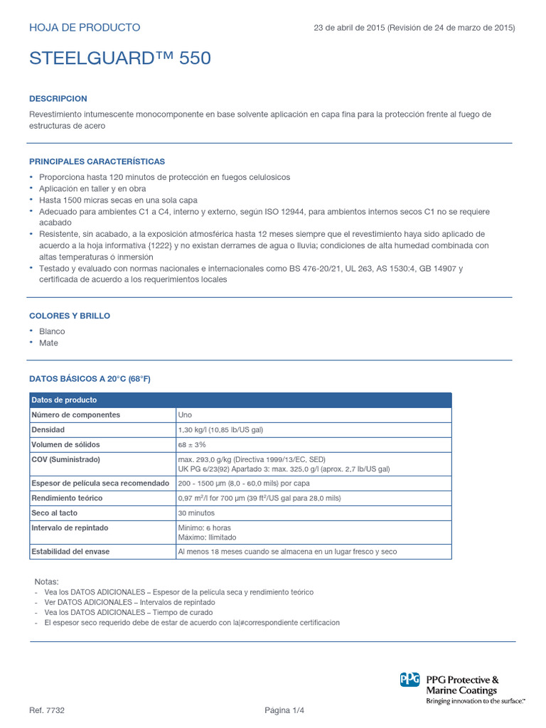 Ficha Tecnica Steel-Guard-550 Retardante | PDF